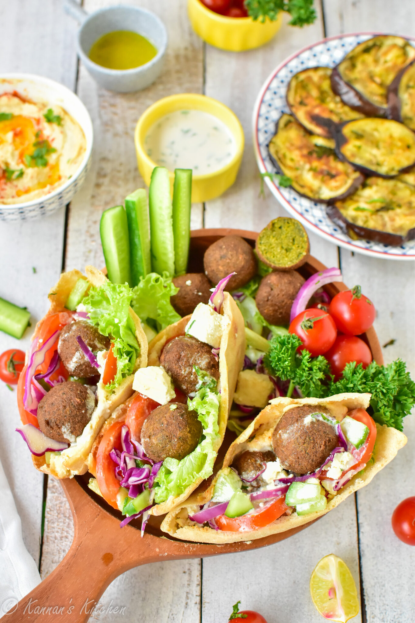 Falafel with Hummus & Tahini Sauce - Kannan's Kitchen
